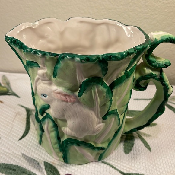 Wcl | Accents | Vintage Wcl Pottery Bunny Cabbage Pitcher | Poshmark